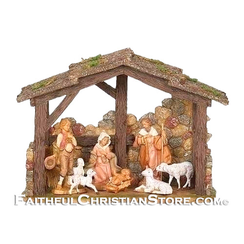 5 Inch Scale 7 Figure Nativity Set with Stable by Fontanini: Faithful ...