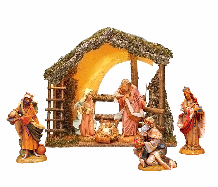 12 Inch Scale 6 Pc LED Lighted Nativiy Set with Stable by Fontanini ...